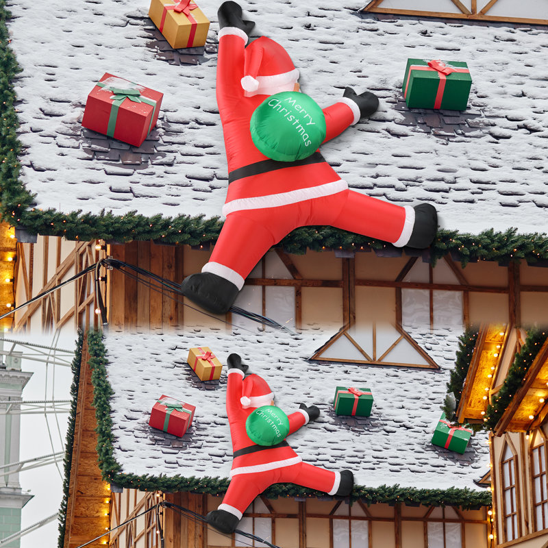 The Holiday Aisle® 4.9 FT Lighted Hanging Santa Claus Christmas Inflatable Decoration | Wayfair